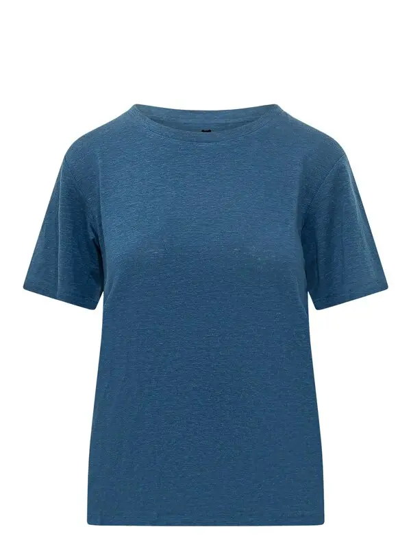 Max Mara Linen Blend Crewneck T-shirt - Oceano