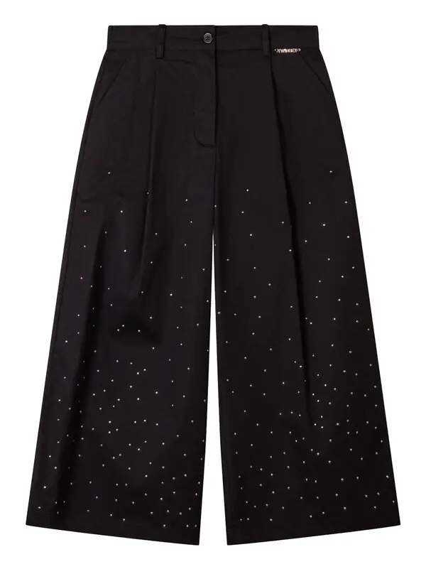 Twin-set Wide-leg Trousers With Chic Details - Nero