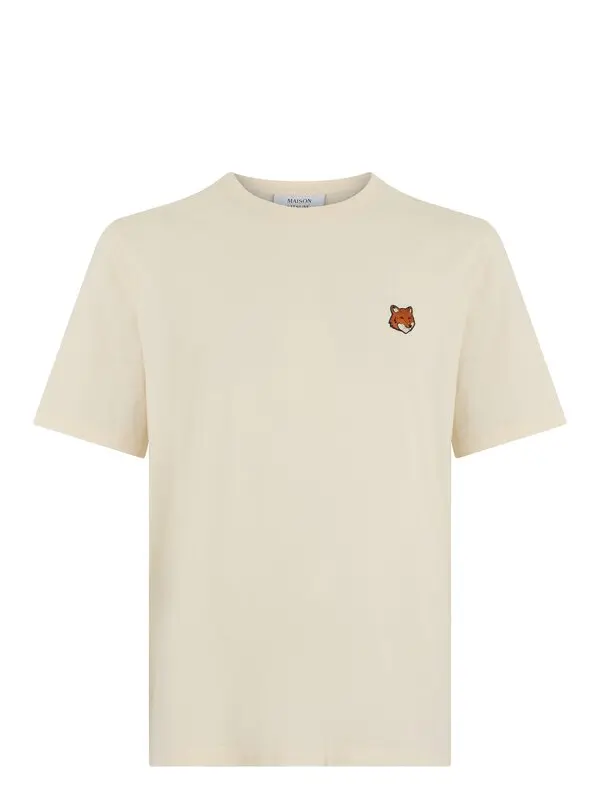 Maison Kitsuné Minimalist Short Sleeve Cotton T-shirt Regular Fit - Beige