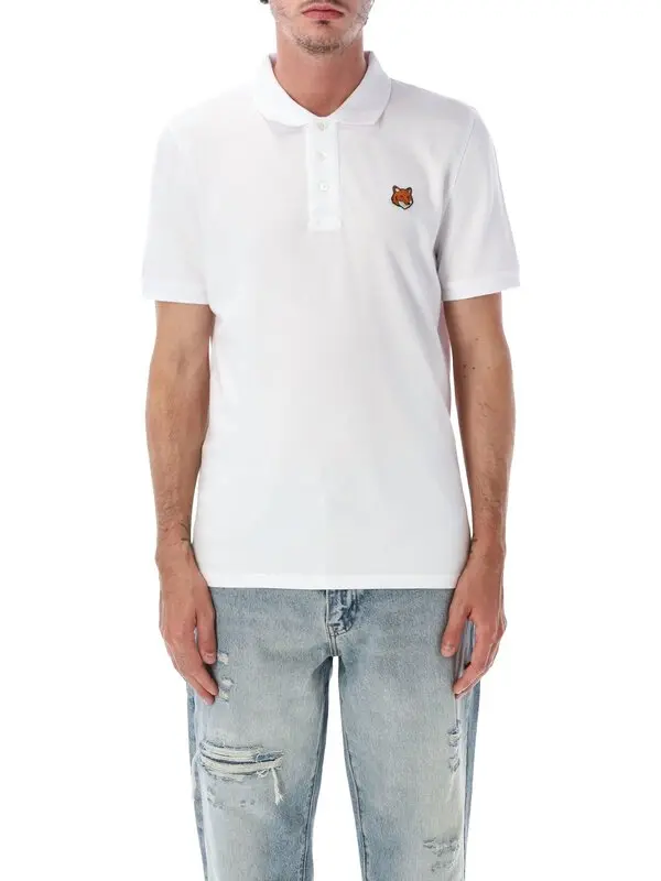 Maison Kitsuné Cotton Polo Shirt With Fox Patch - Bianco