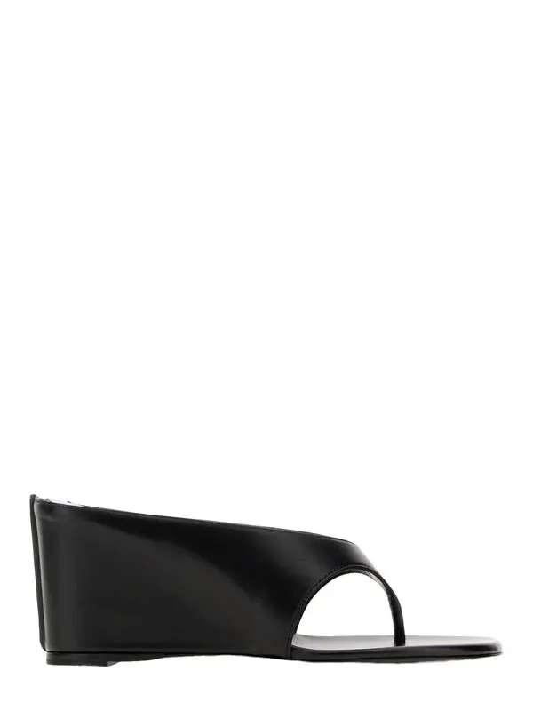 JUDE 8 Cm Flat Leather Thong Pumps - Black