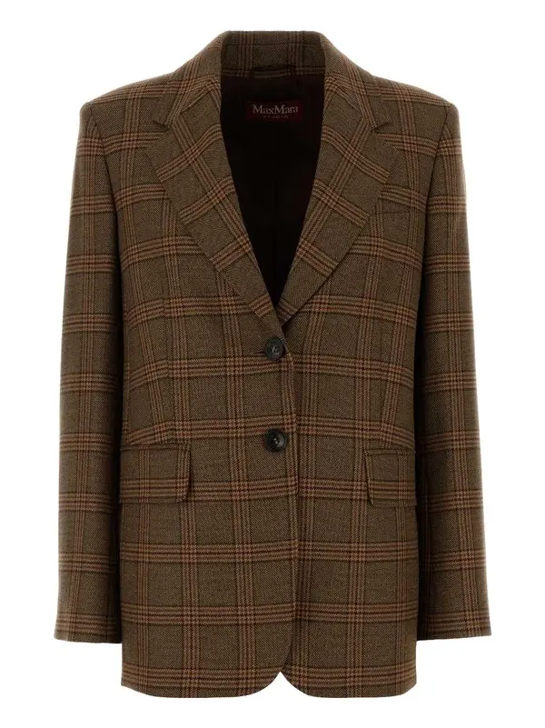 MM STUDIO Embroidered Wool Blazer - Checked