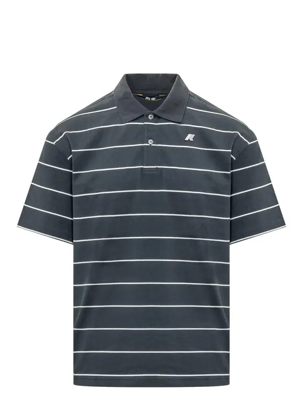 K-WAY Polo With Cut Sleeves - Blue Depth-white