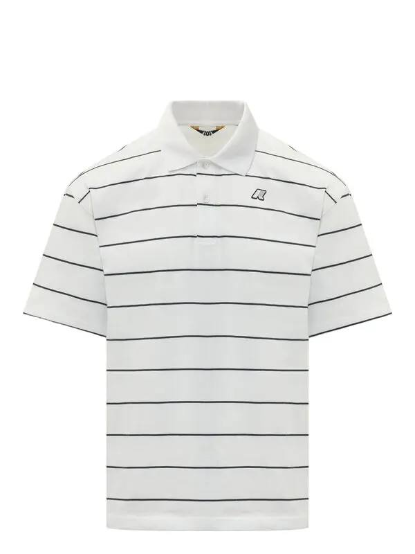 K-WAY Sleeveless Mini Polo With Subtle Stripes - White-blue Depth
