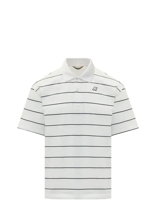 K-WAY Sleeveless Mini Polo With Subtle Stripes - White-blue Depth