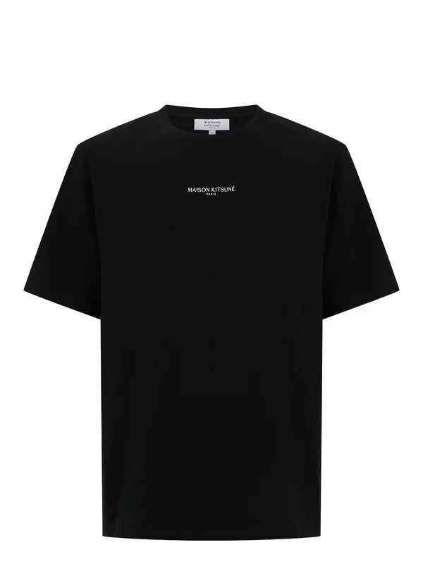 Maison Kitsuné Cotton T-shirt With Printed Logo Regular Fit - Black