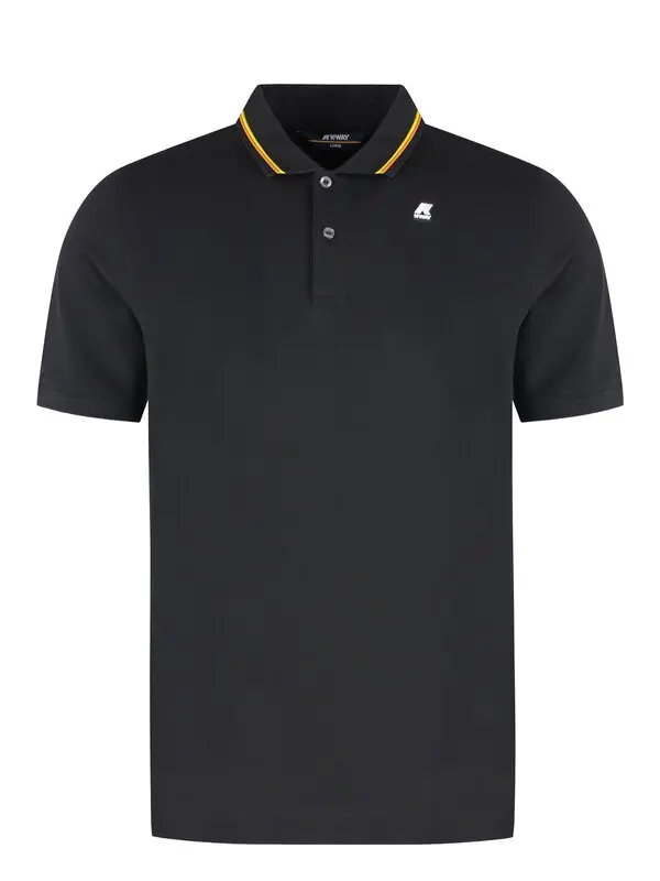 K-WAY Cotton-piqué Polo Shirt With Side Slits - Black