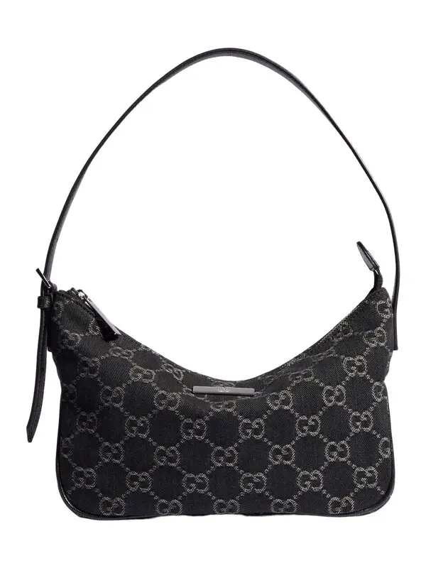 Gucci Gg Monogram Denim Shoulder Bag - Nero