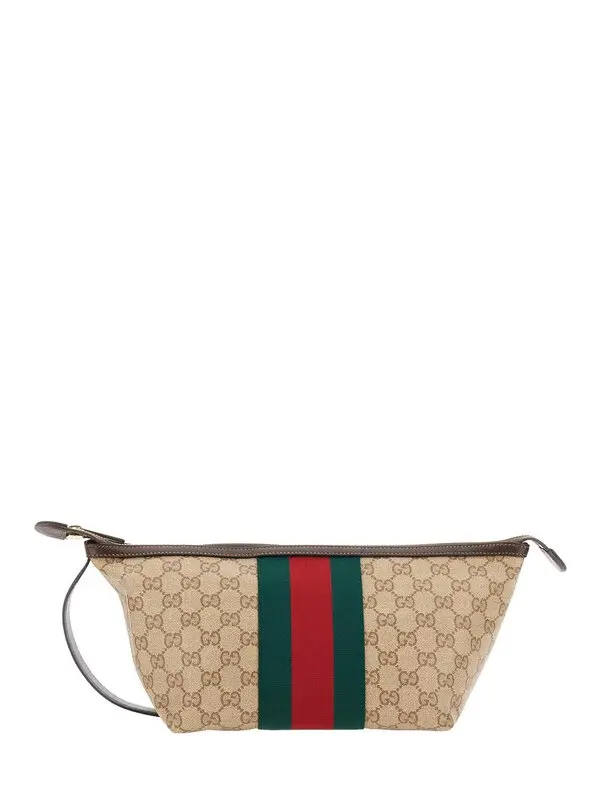 Gucci Gg Canvas Mini Zip Wrist Bag - Beige