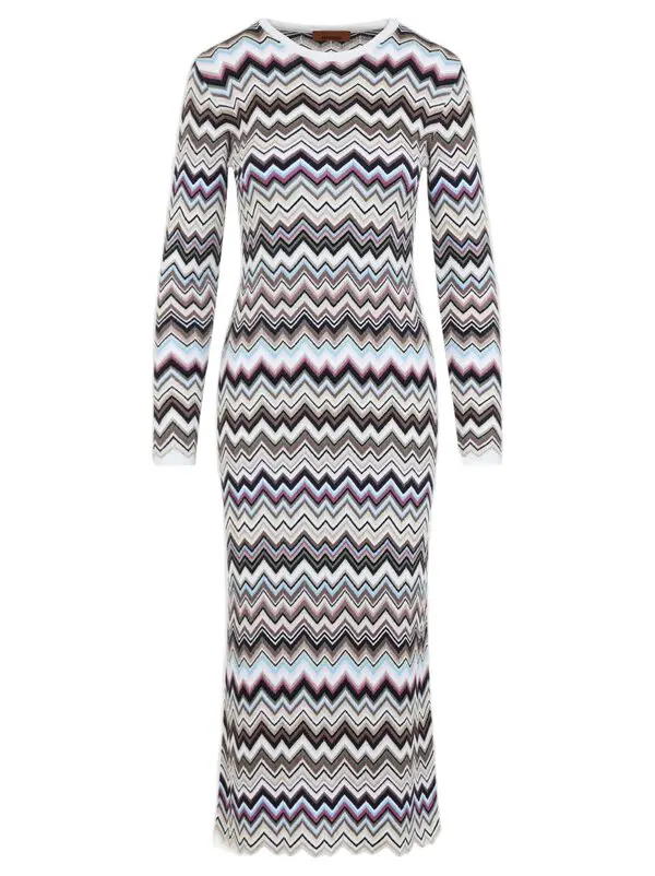 Missoni Long-sleeve Zigzag Knit Maxi Dress - Multicolour