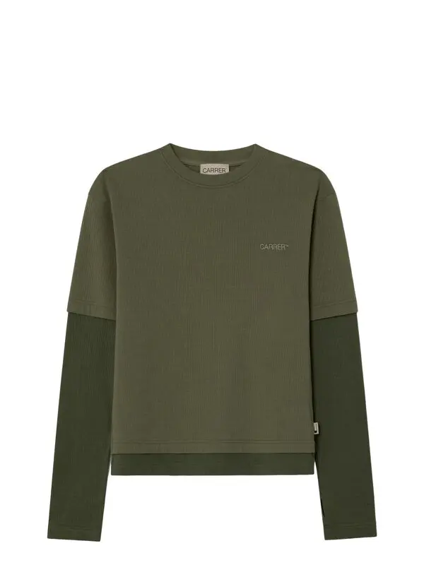 CARRER Double Hem Long Sleeve Top - Double Green