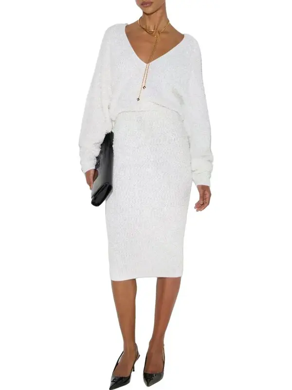 Elisabetta Franchi Raglan-sleeve V-neck Dress - White