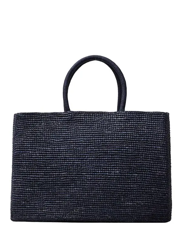 LIÉ STUDIO The Charlotte Raffia Bag Large - Navy