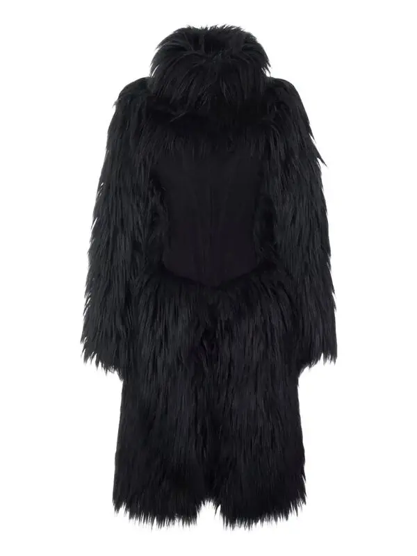 Elisabetta Franchi Fur-effect Coat With Bustier - Black