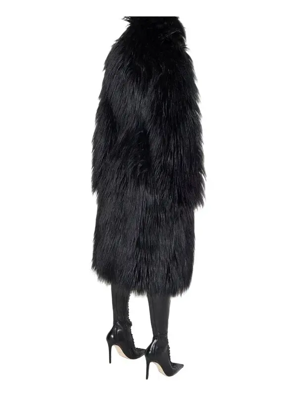 Elisabetta Franchi Fur-effect Coat With Bustier - Black