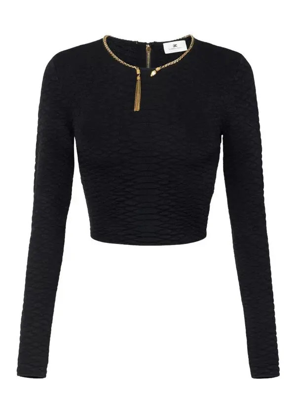 Elisabetta Franchi Knit Top With Snake-pattern - Black