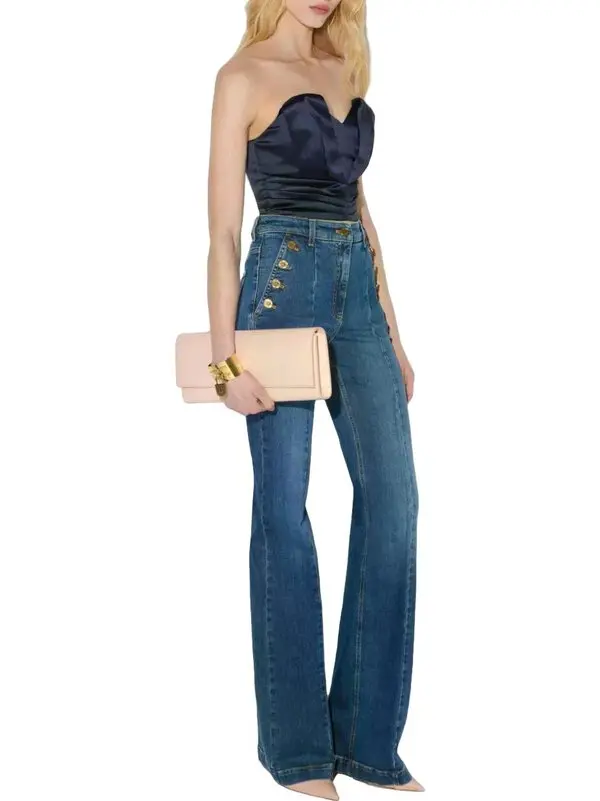 Elisabetta Franchi Gazar Top With Corsetry Details - Blue
