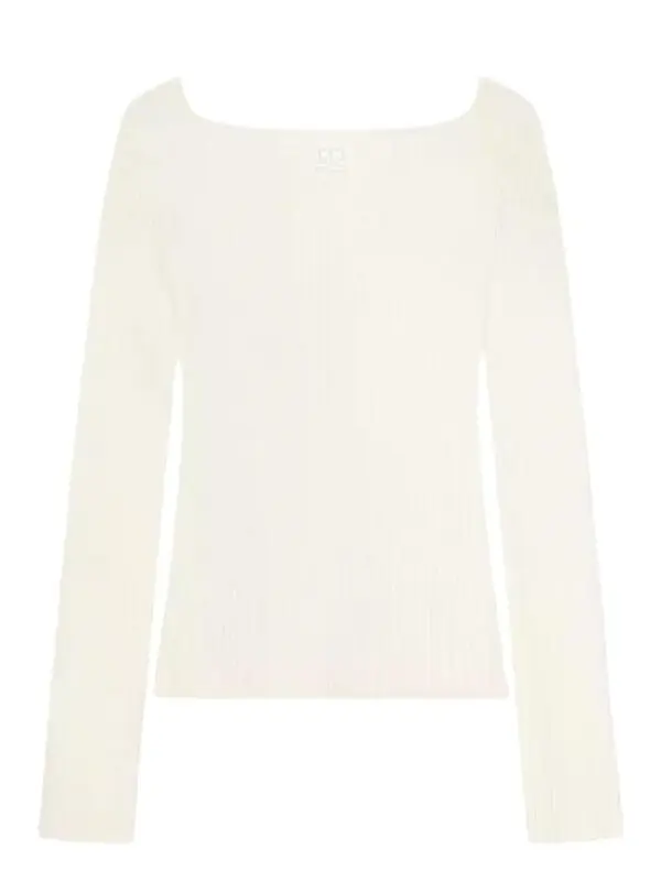 COURREGES Ribbed-knit Square-neck Sweater - Neutrals