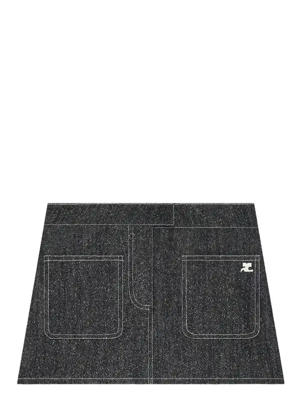 COURREGES Logo-appliqué Denim Mini Skirt - Black