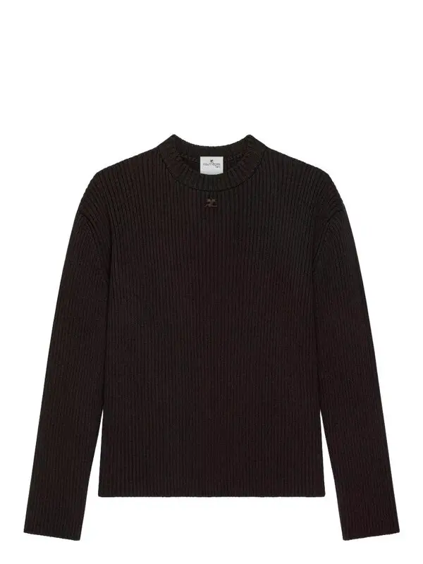 COURREGES Ribbed-knit Merino Sweater - Brown