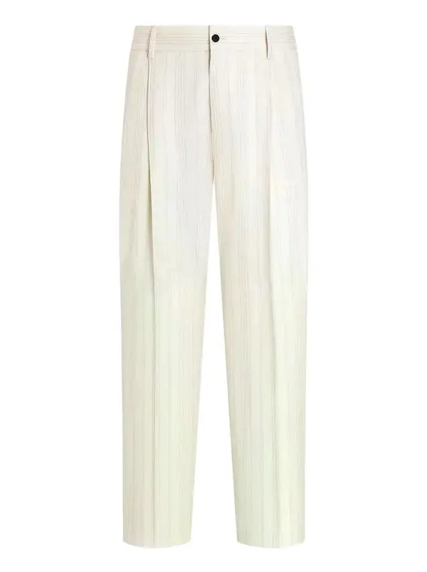 Dolce & Gabbana Pinstripe Wool Trousers - Neutrals