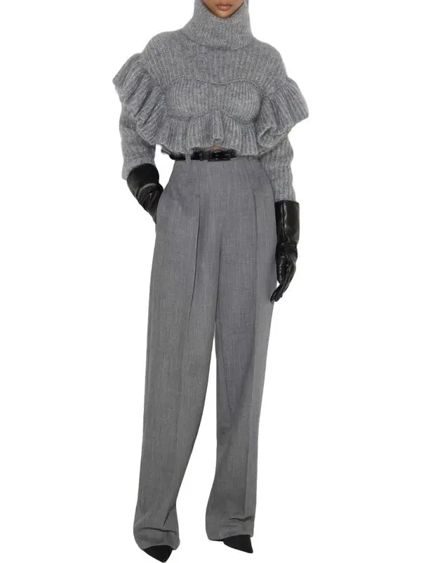 Elisabetta Franchi Belted Pleated Trousers - Grey
