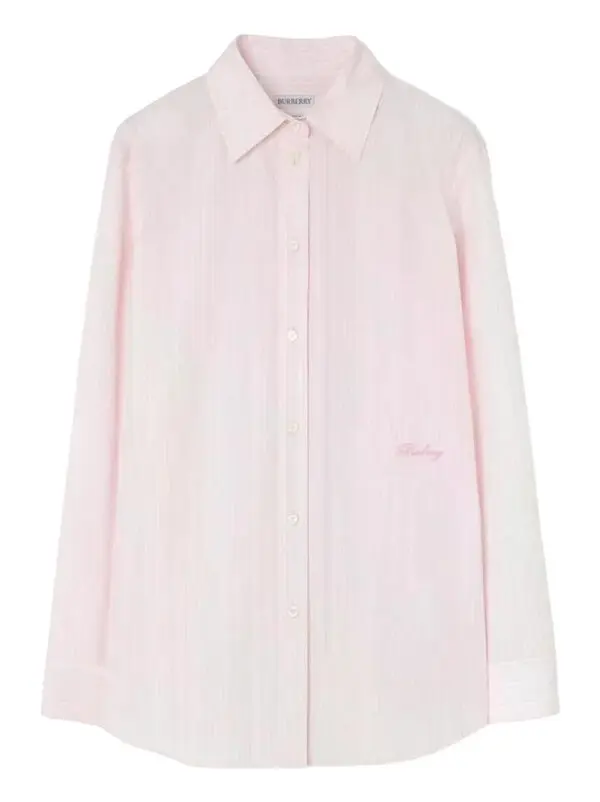 Burberry Classic Fit Striped Cotton Shirt - Pink