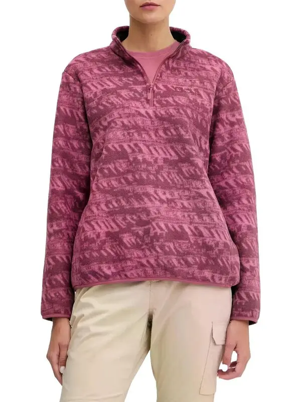 JACK WOLFSKIN Zip Up Patterned Sweatshirt - Pink