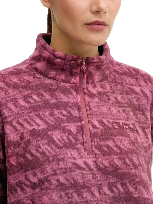 JACK WOLFSKIN Big Sky Zip Through Patterned Fleece - Purple