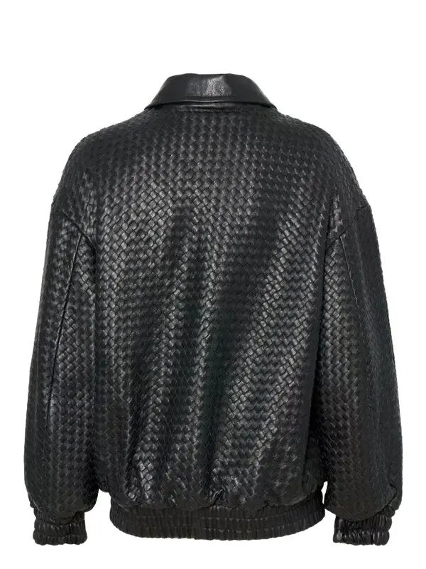 MANOKHI Sara Braided Leather Jacket - Black