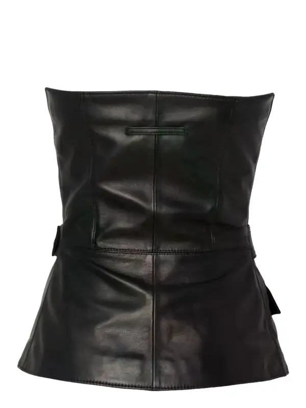 MANOKHI Jeans Belted Strapless Top - Black