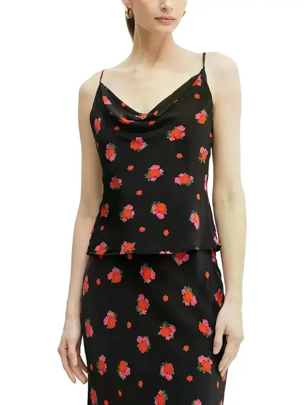 Bardot Floral-detail Sleeveless Top - Black