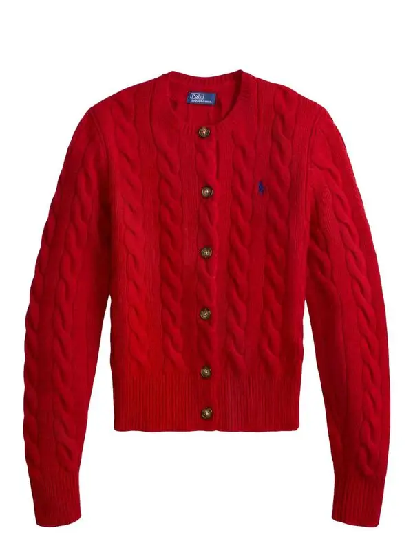 Polo Ralph Lauren Cable-knit Wool-cashmere Cardigan - Red
