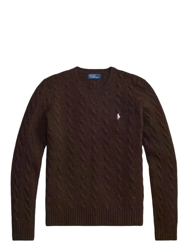 Polo Ralph Lauren Cable-knit Embroidered-logo Sweater - Brown