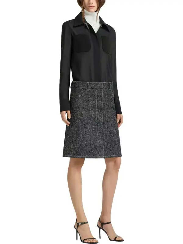 COURREGES Mélange-effect Denim Midi Skirt - Black