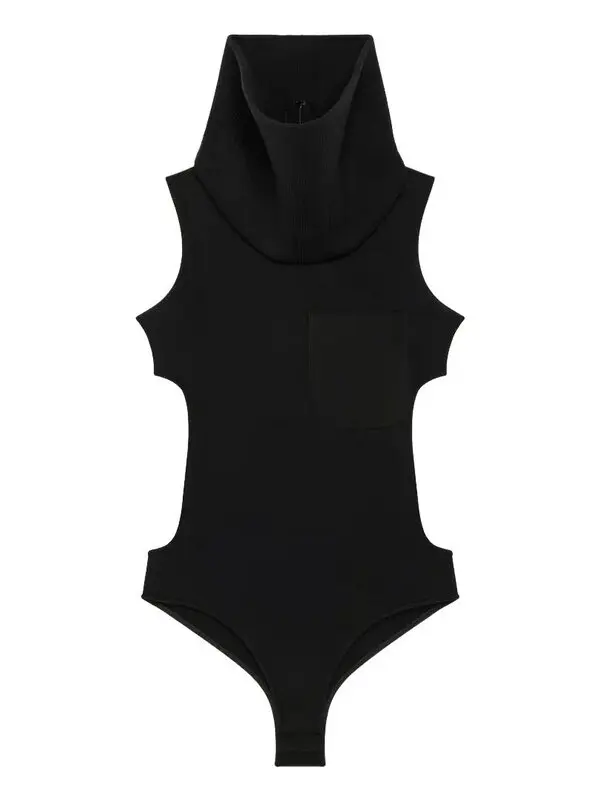 COURREGES High-neck Cut-out Bodysuit - Black