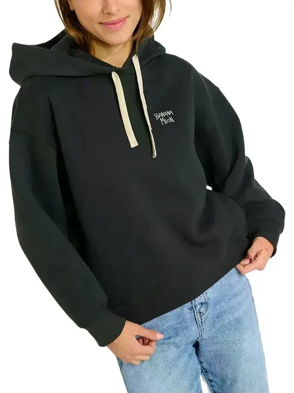 BANANA MOON Graphic Print Drawstring Hoodie - Black