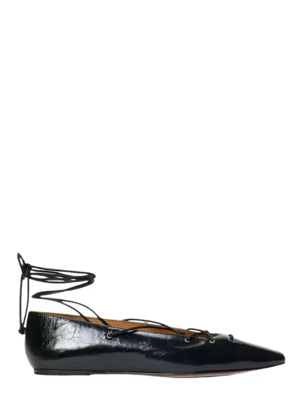 Polo Ralph Lauren Lace-up Pointed Ballet Flats - Black