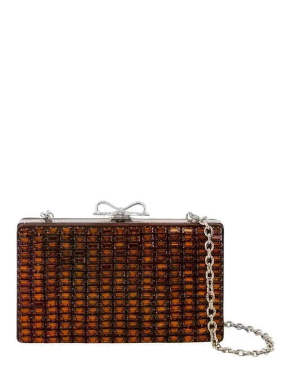 SELF-PORTRAIT Chainmail Crystal-embellished Clutch Bag - Brown