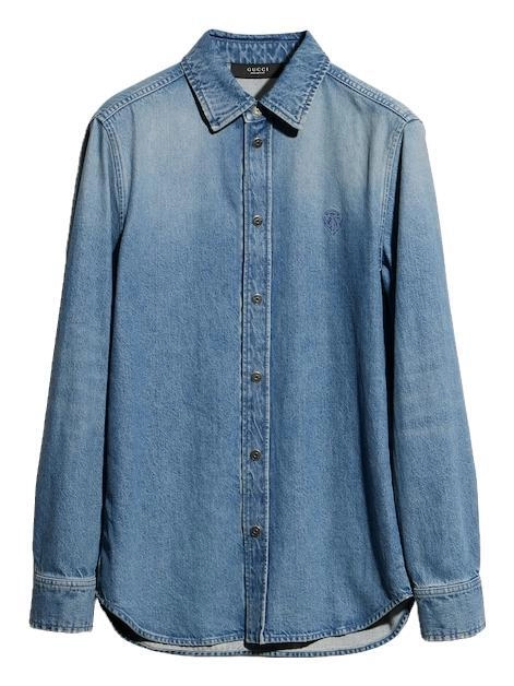 Gucci Cotton Denim Shirt With Embroidery - Blue
