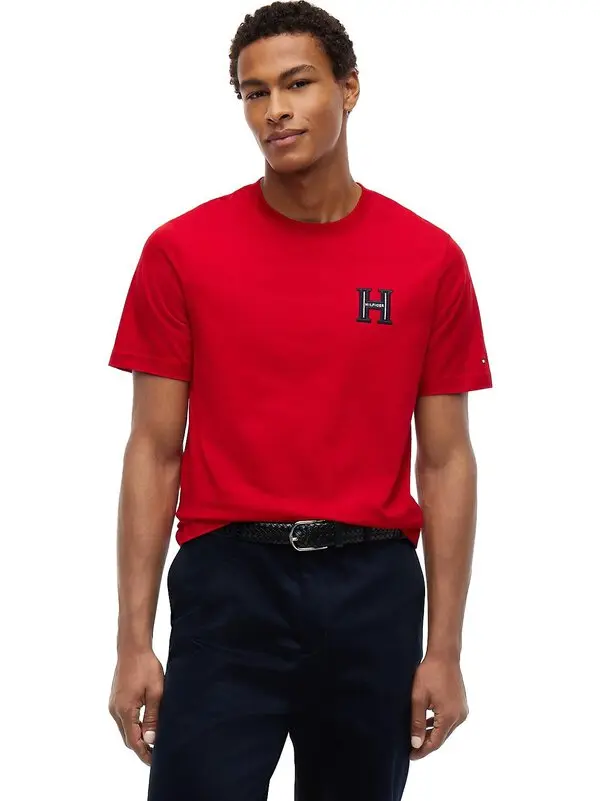 Tommy Hilfiger Embroidered H-logo T-shirt - Medium Red
