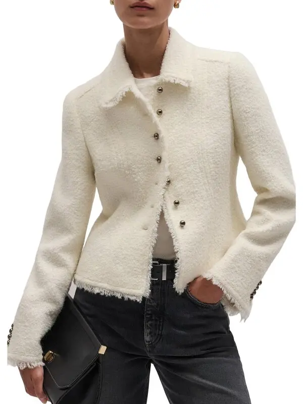 ME+EM Textured Peplum Jacket - Cream