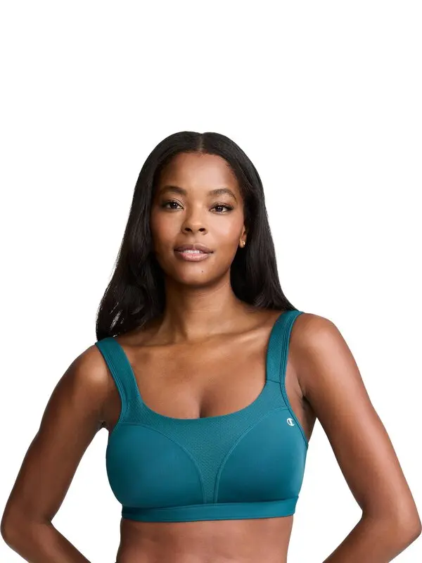 Champion Spot Comfort High-impact Sports Bra, C Logo - Deep Teal