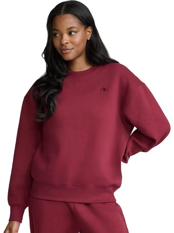 Champion Powerblend Crewneck Sweatshirt With Small C Logo - Cabernet