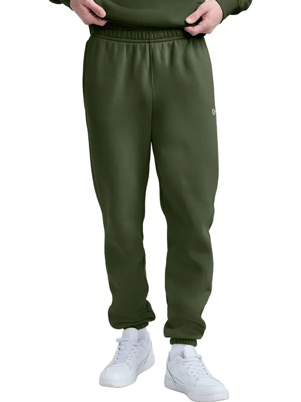 Champion Powerblend Sweatpants, Cinched Bottom, C Logo - Chive