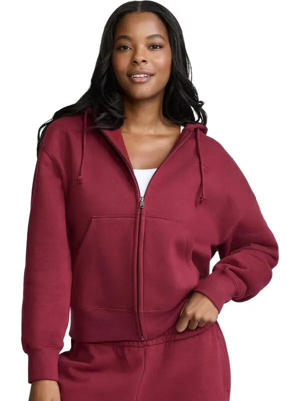 Champion Powerblend Fleece Zip-up Hoodie With C Logo - Cabernet