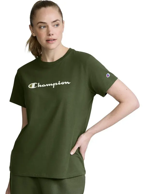 Champion Classic T-shirt With Script Logo - Chive