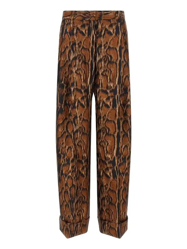 Alberto Biani Lynx Print Pants - Brown