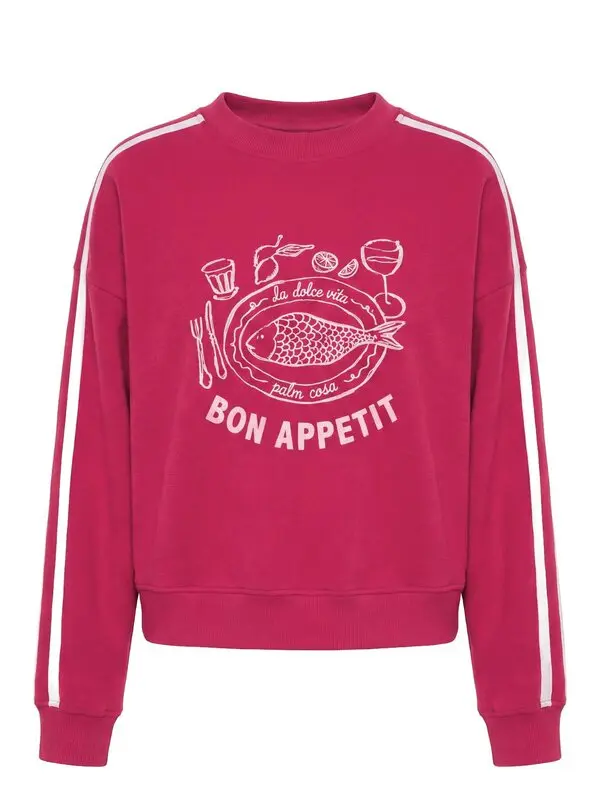 PALM COLLECTIVE Bon Appetit Fleece Sweater - Red