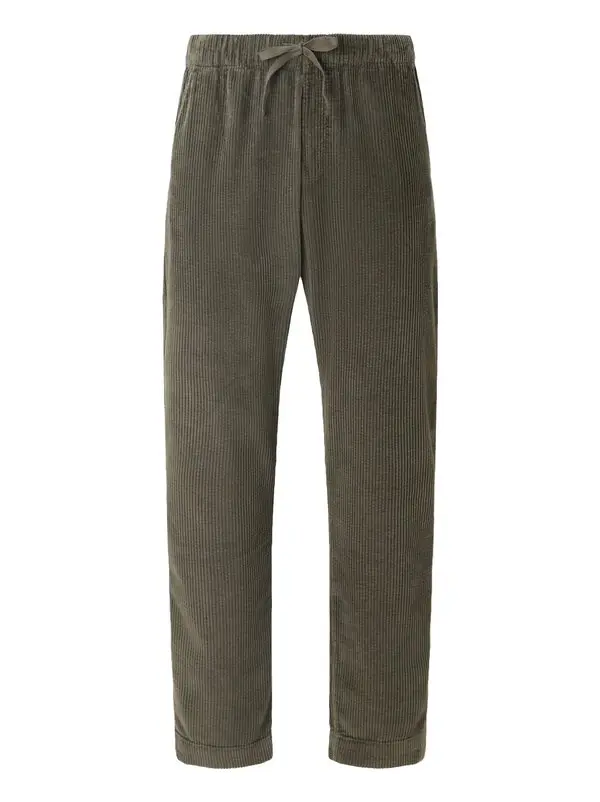 Hartford Straight-leg Cotton Corduroy Trousers With Drawstring Waist - Green